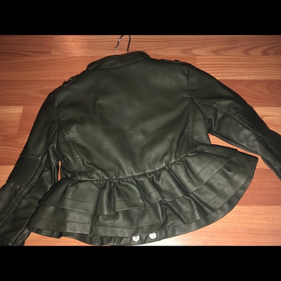 Urban Republic | Jackets & Coats | Ur Leather Ruffled Jacket Olive ...